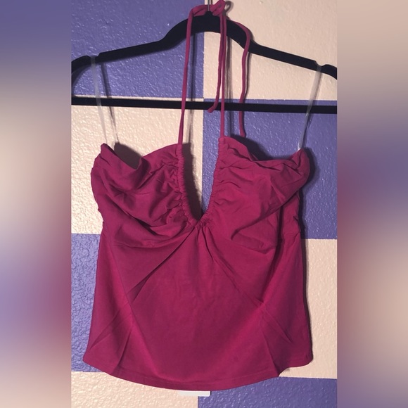 bobi | Tops | Nwt Bobi Gathered Bust Halter Top In Geranium Pink | Poshmark